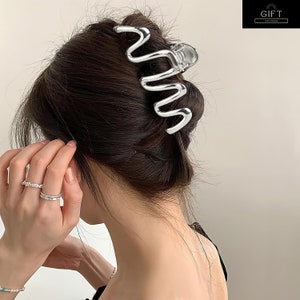 Wavy Metal Hair Clip, Gold Large Hair Claw, Geometric Hair Clip ...