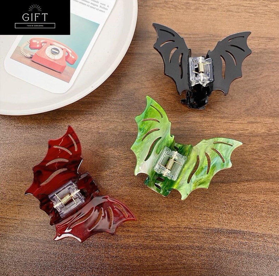 Bat Hair Clip, Halloween Hair Claw, Black Spooky Hair Clip, Horror Hair ...