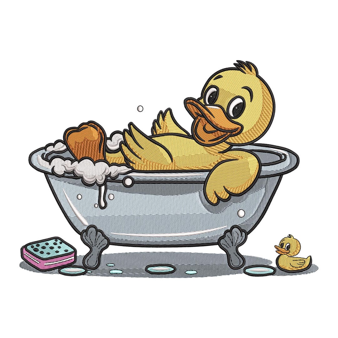 Rubber Duck in Bathtub Embroidery Design , Rubber Duckie Embroidery ...
