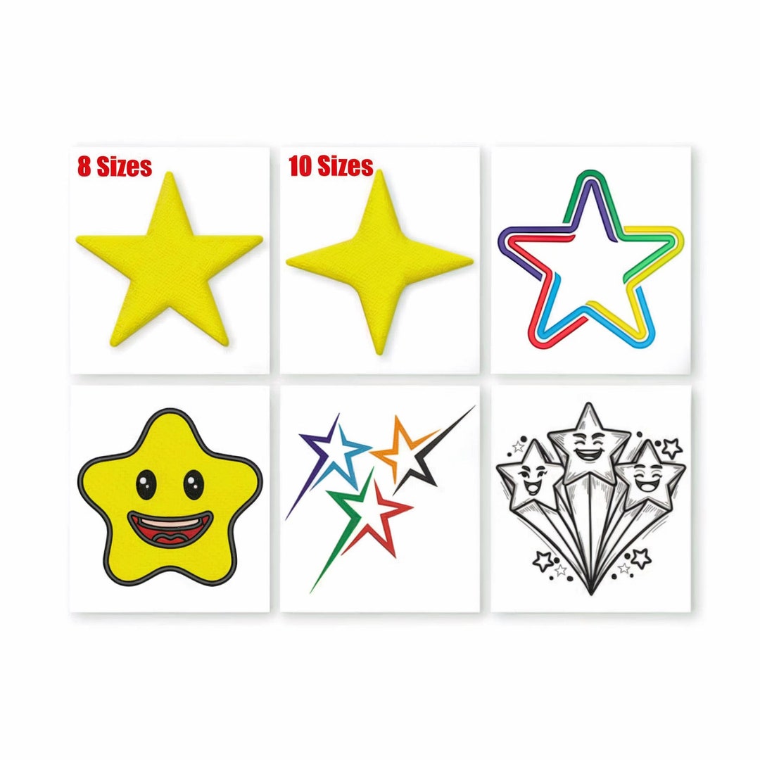 Star Embroidery Designs, Bundle Star Embroidery Designs, Shooting Stars ...