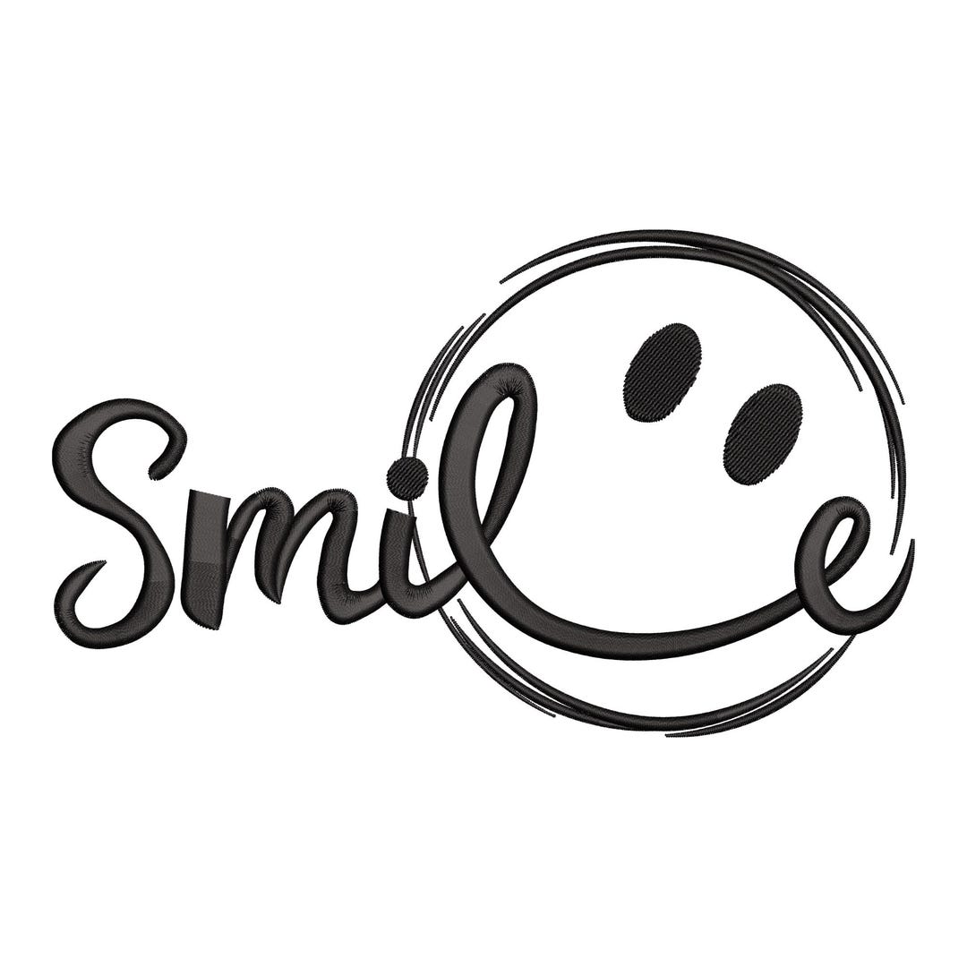 Smile Face Embroidery Design – Happy Face Machine Embroidery File - Etsy