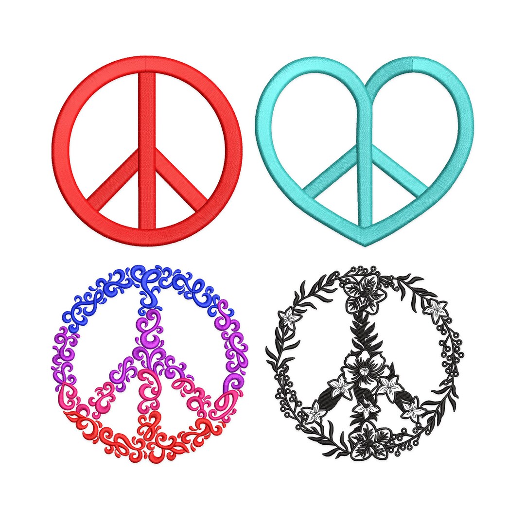 Peace Sign Embroidery Design. Peace Sign Silhouette. Peace Symbol ...
