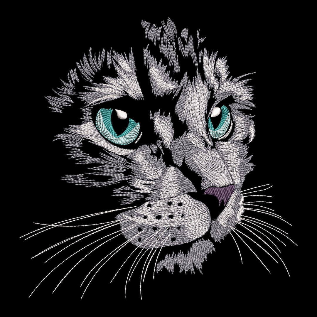 Motif de broderie visage de chat, motif de broderie machine chat ...