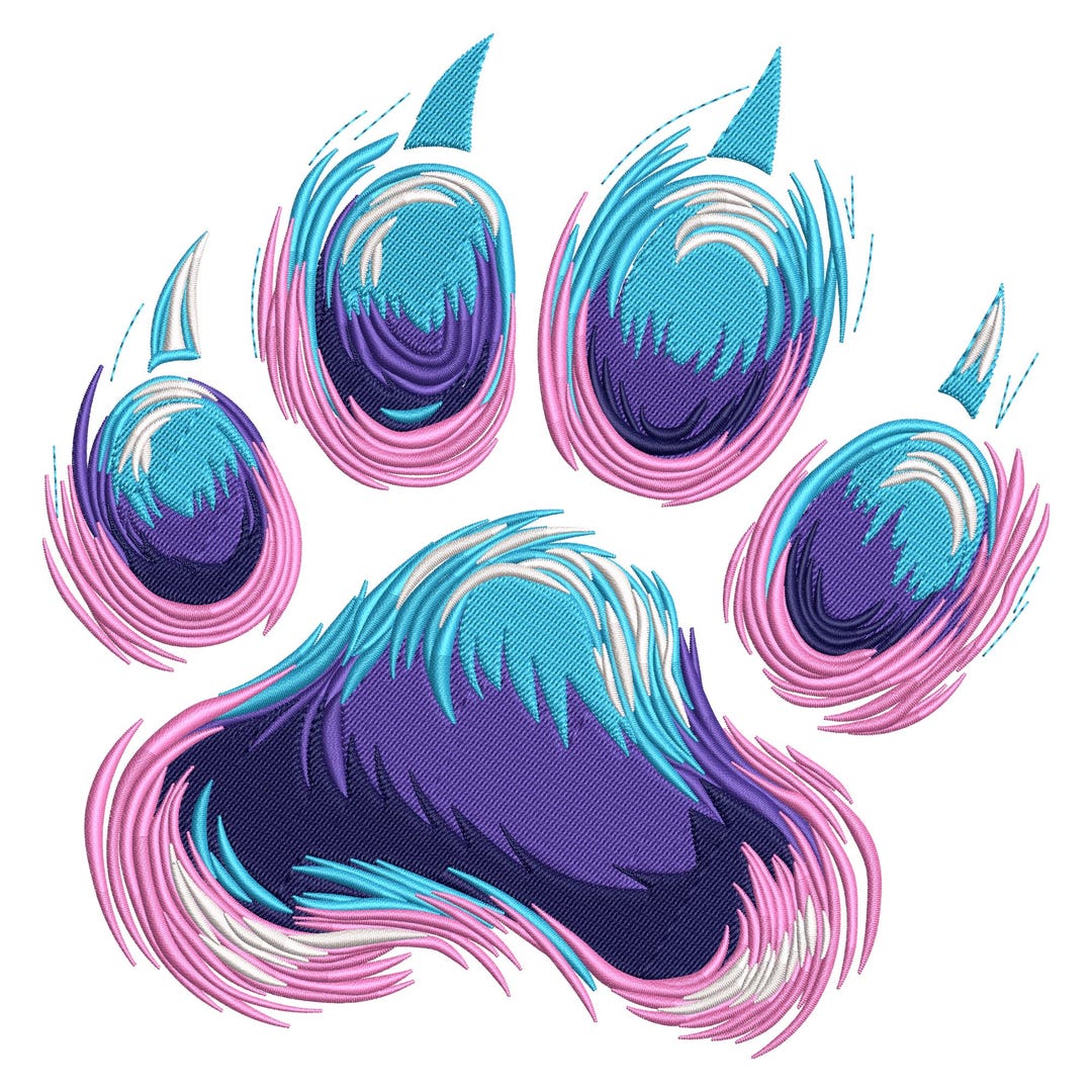 Paw Print Embroidery Design, Furry Animal Claw Machine Embroidery ...