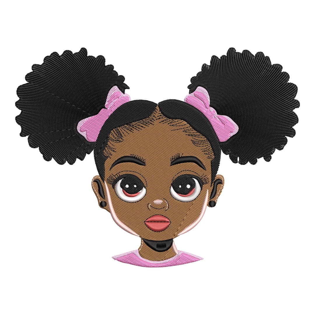 Cute Afro Puffs Girl Embroidery Design – Black Girl Cute African ...