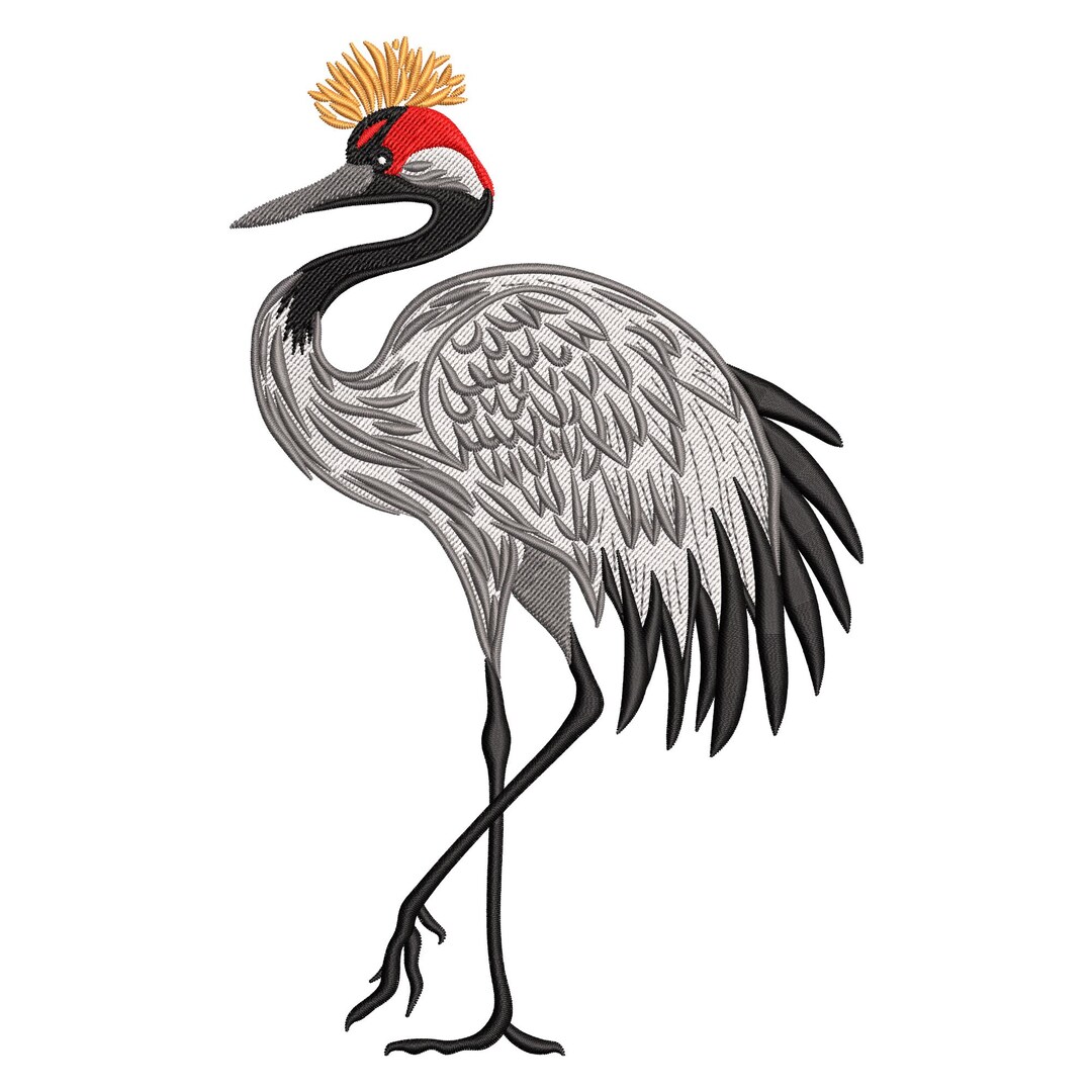 Crane Embroidery Design – Flying Crane Machine Embroidery File, Bird ...