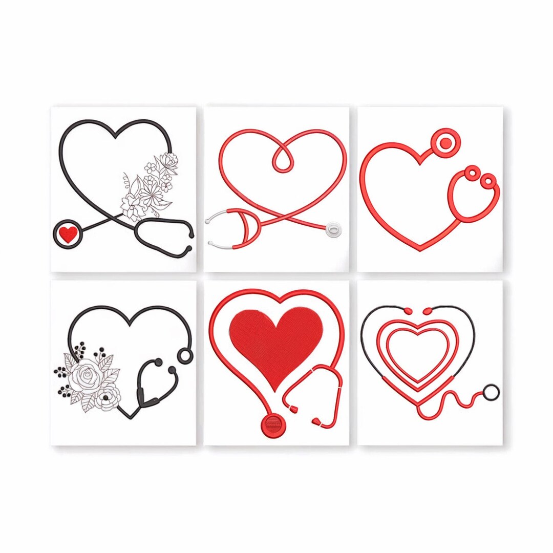 Heart Stethoscope Embroidery Design. Doctor Embroidery Designs. Nurse ...