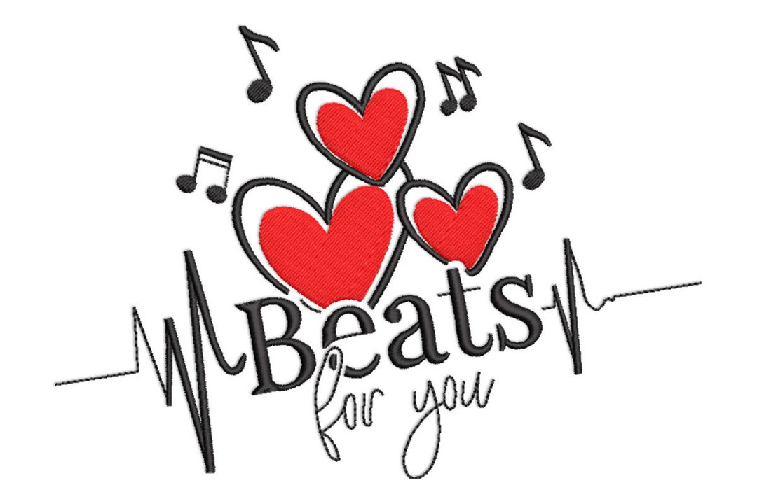 My Heart Beats for You Embroidery Design . Happy Valentines Day Machine ...