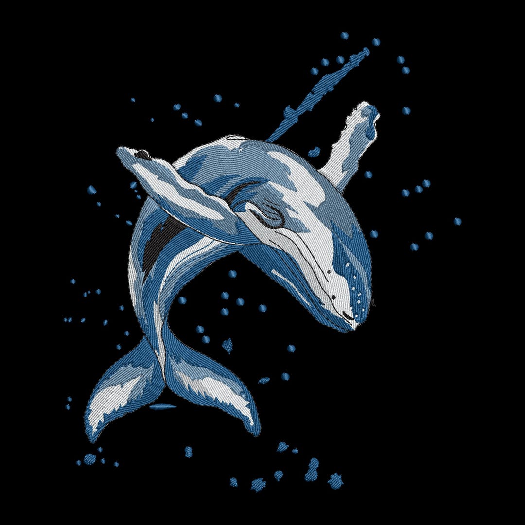 Blue Whale Machine Embroidery – Ocean Wildlife Machine Embroidery File ...