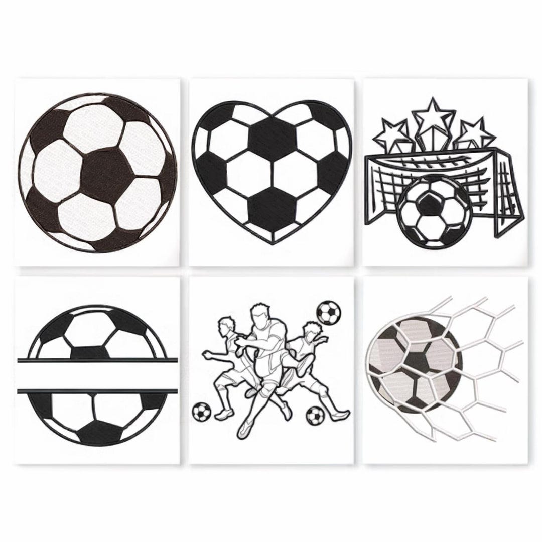 Soccer Embroidery Design Bundle. Football Set of 6 Embroidery Files ...