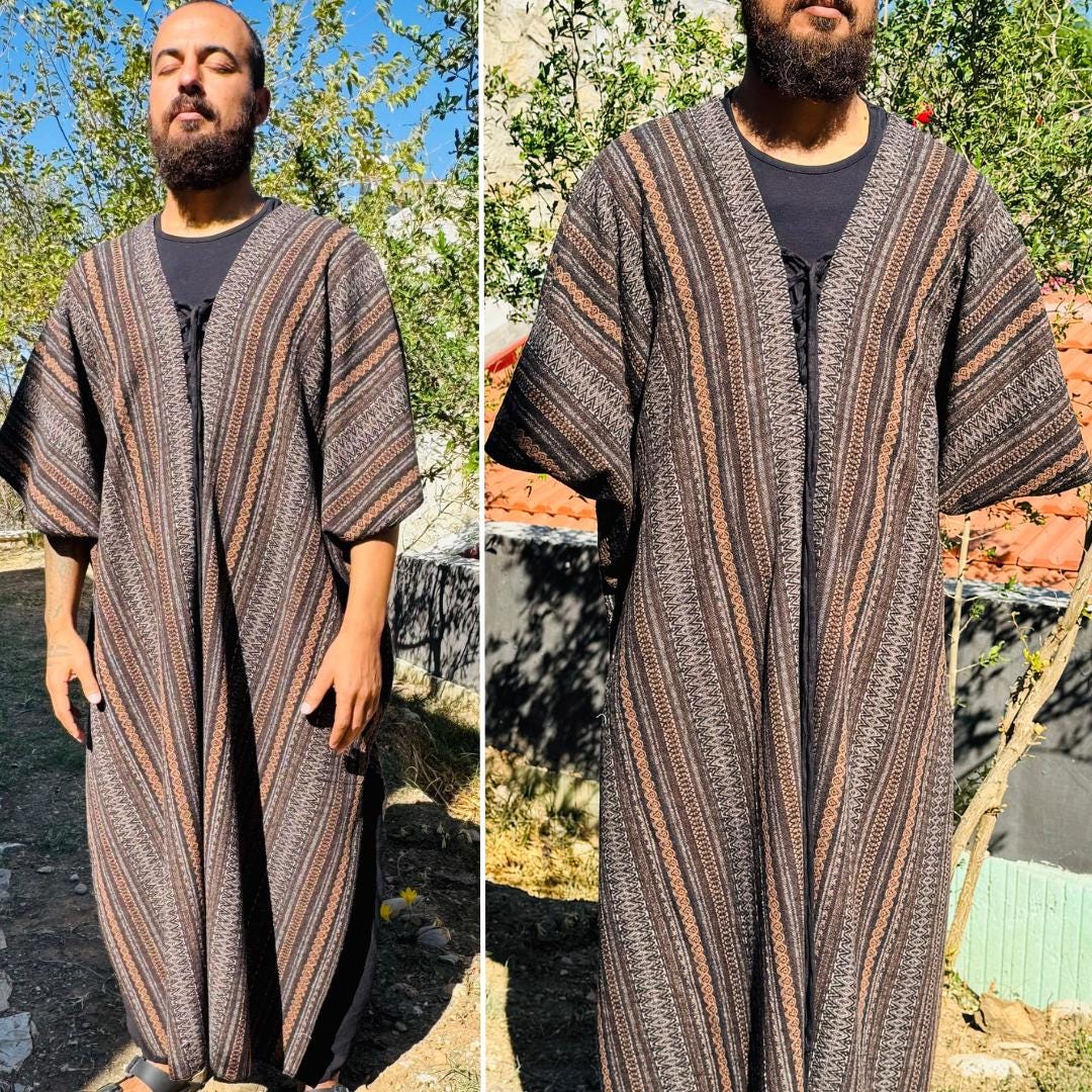 Men Etnic Pancho, Etnic Kimono Coat, Kaftan Pancho Coat, Unisex Pancho ...
