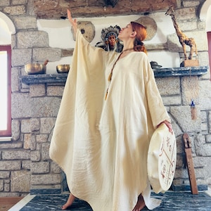 Linen Kaftan Dress, Ceromonial Clothing , Shamanic Dress, Shaman Dress ...