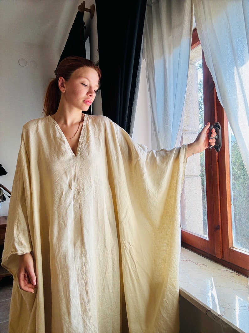 Linen Kaftan Dress, Ceromonial Clothing , Shamanic Dress, Shaman Dress ...