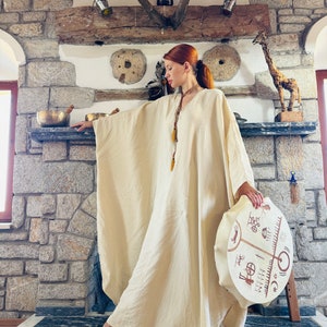 Linen Kaftan Dress, Ceromonial Clothing , Shamanic Dress, Shaman Dress ...