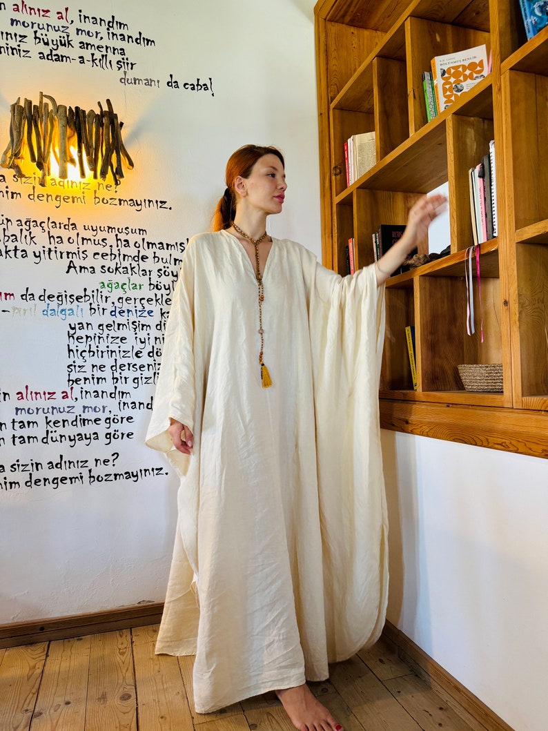 Linen Kaftan Dress, Ceromonial Clothing , Shamanic Dress, Shaman Dress ...