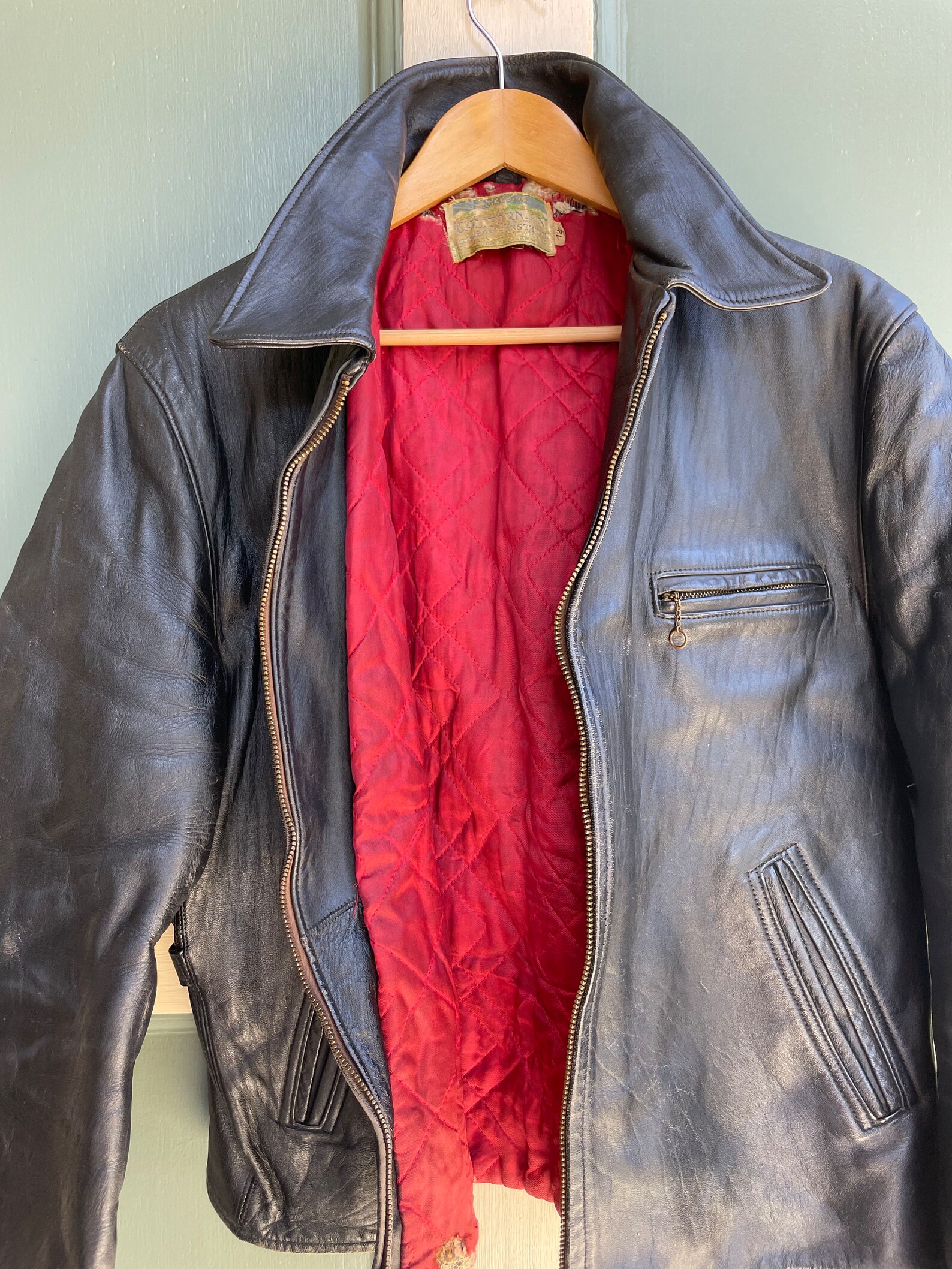 Vintage 1950s Black Horsehide Leather Jacket "californian" Mens Size 42 ...