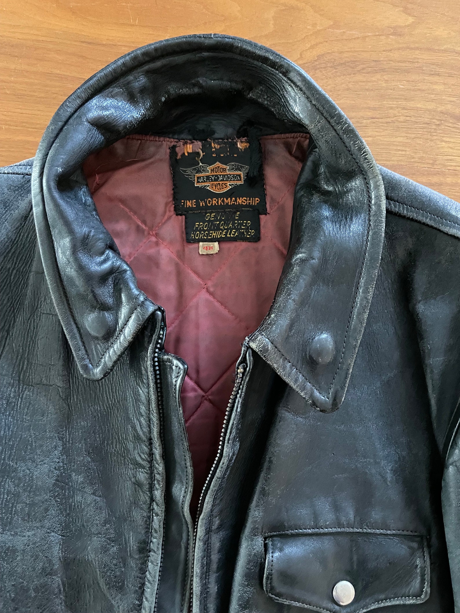 Vintage 1950s Harley Davidson Horsehide Leather Motorcycle Jacket ...