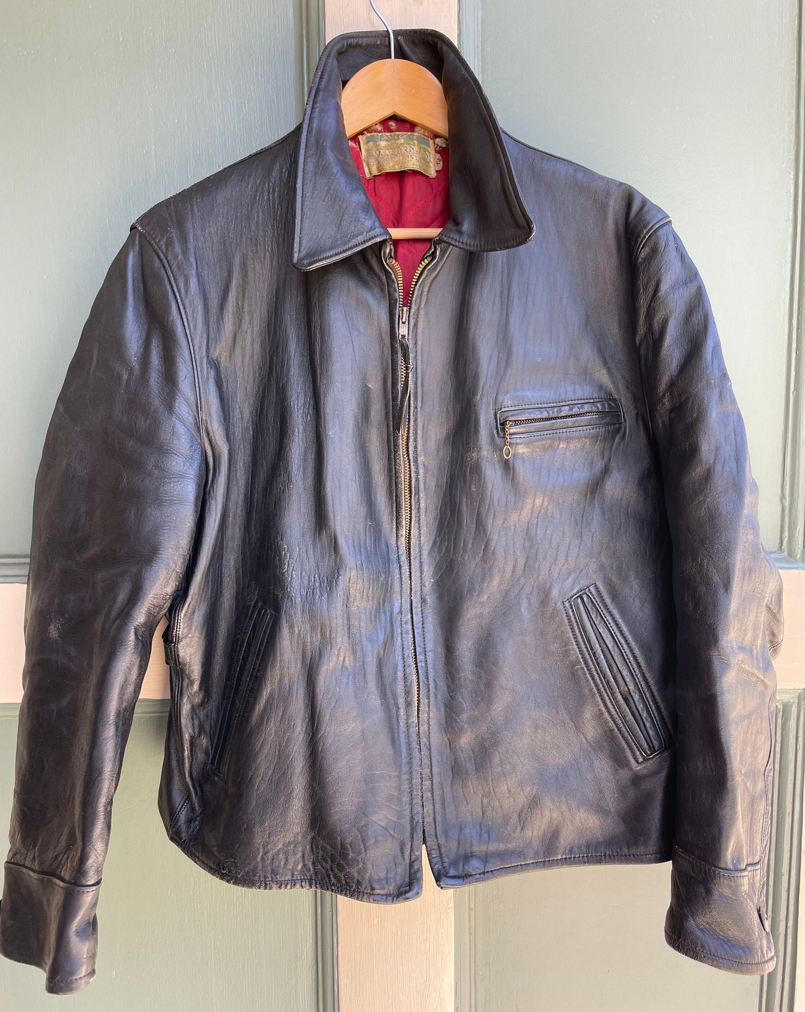 Vintage 1950s Black Horsehide Leather Jacket "californian" Mens Size 42 ...