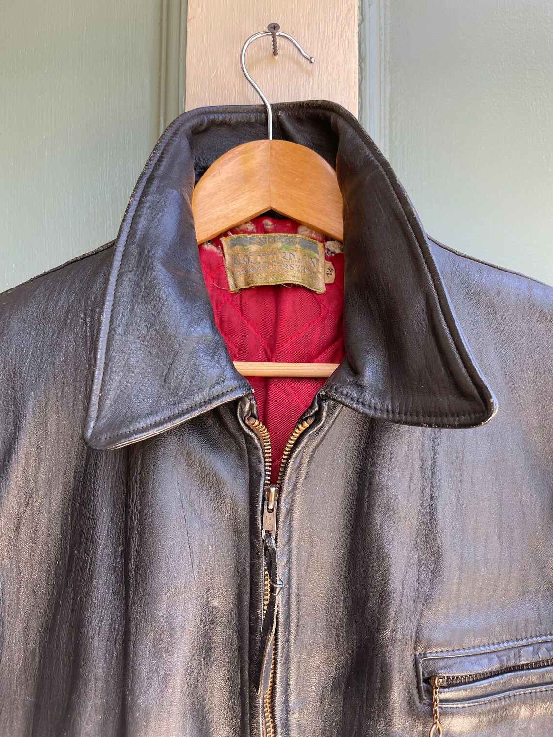 Vintage 1950s Black Horsehide Leather Jacket "californian" Mens Size 42 ...