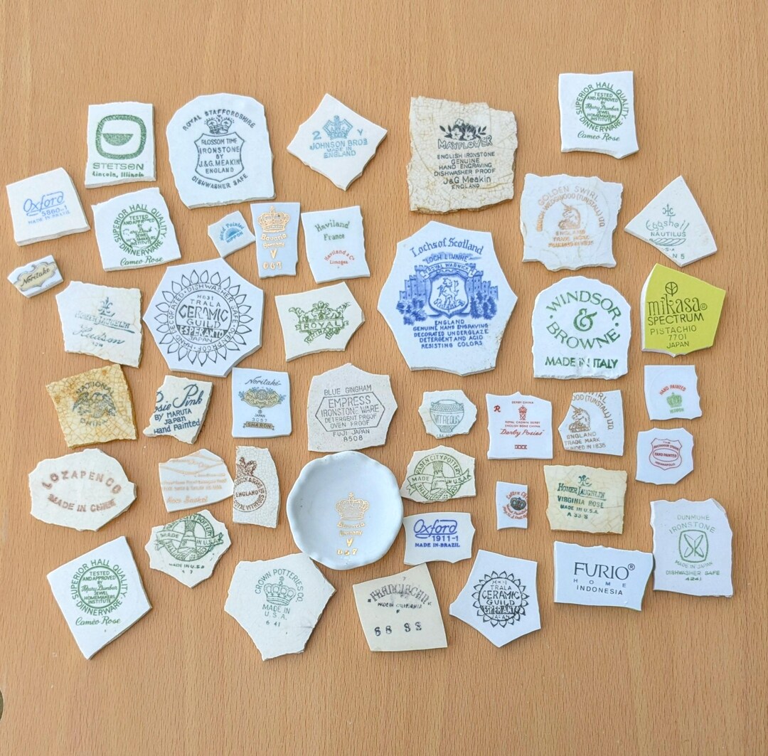 Mosaic-makers Marks-hallmarks-back Stamps-from Vintage Plates - Etsy