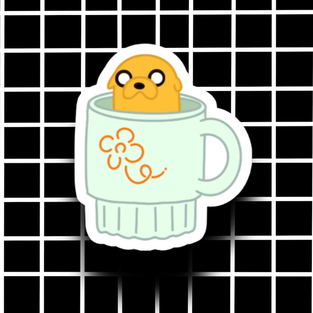 Jake the Dog Mug Vinyl Sticker, Adventure Time Fan Laptop Decal, Water ...