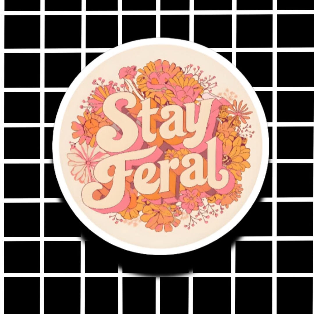 Retro Stay Feral Die-cut Stickers, Funny Laptop Decals, Vintage Water ...