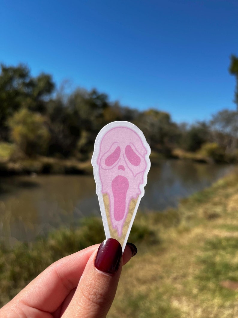 Scream Inspired Ghostface Vinyl Sticker Ice Scream Summerween Sticker ...