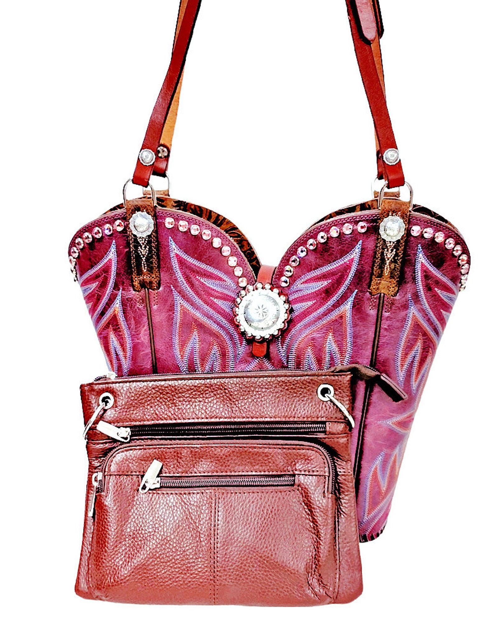 Stunning Ariat Cowgirl Boot Purse With Swarovski Crystals, Horse Tack ...