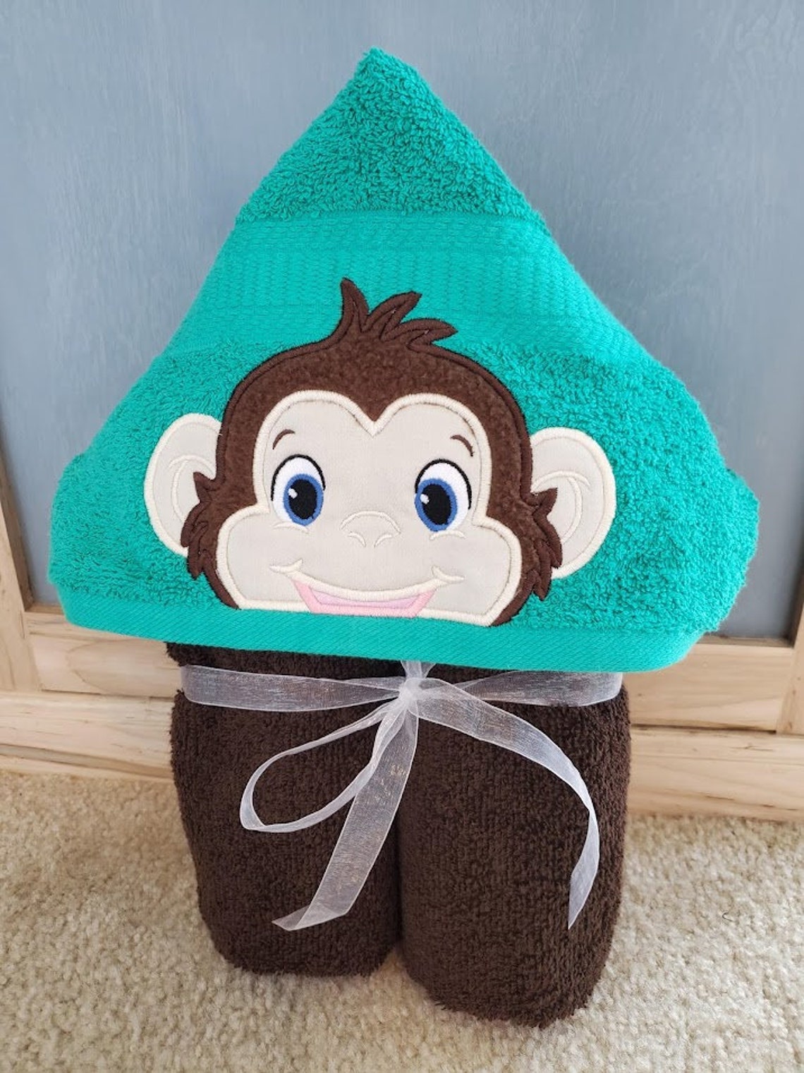 Monkey Hooded Towel/ Hooded Towel/ Beach Towel/ Kids Hooded Towel ...