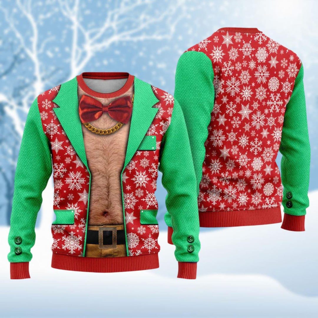 Faux Real Realistic Ugly Christmas Sweater, Bad Santa Sweater, Meme ...