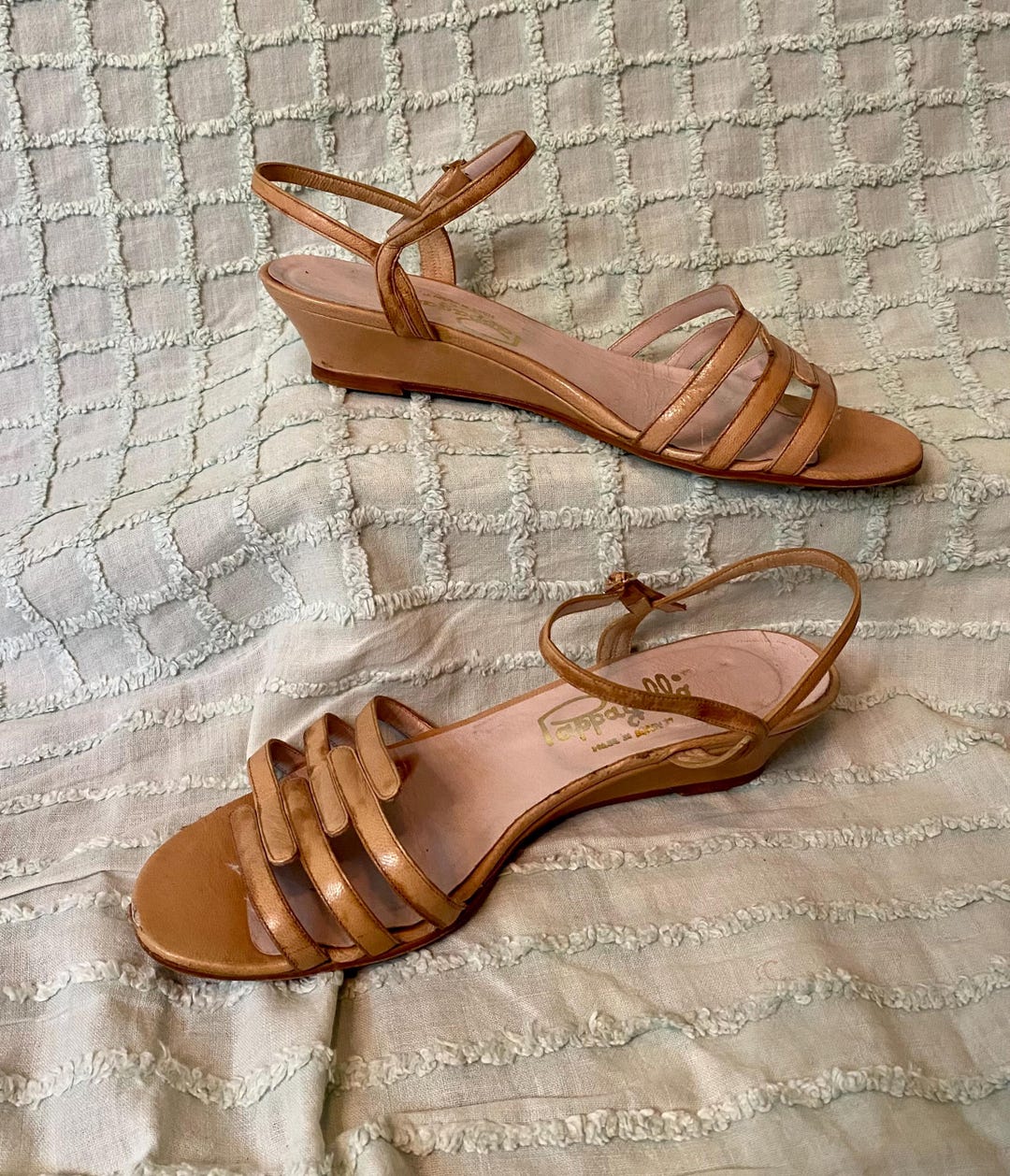 Vintage 80s Honey Brown Pappagallo Womens Woven Leather Shoes Boho ...