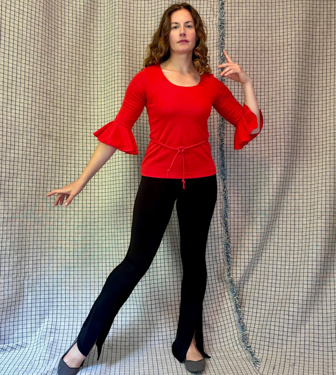 Vintage 70s Bright Red Bell Sleeve Blouse Top by Alfred Shaheen Miss ...