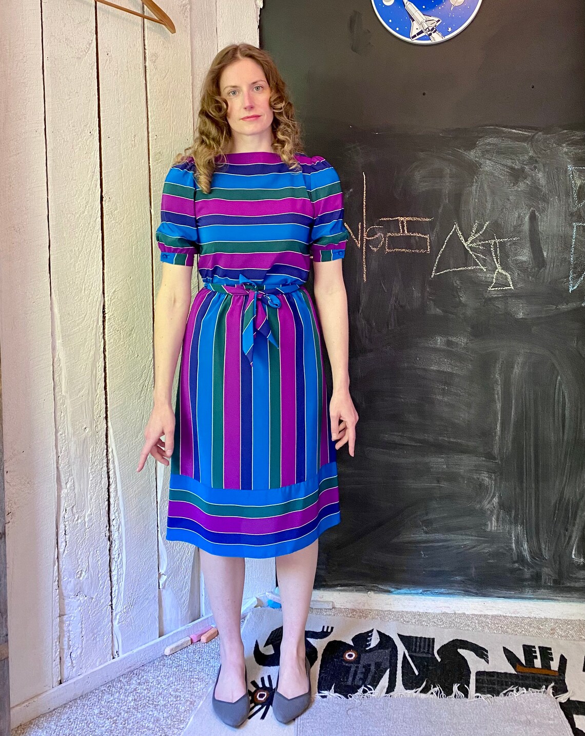 Vintage 80s Purple Blue Jewel Tone Blouse Skirt Dress Set by - Etsy