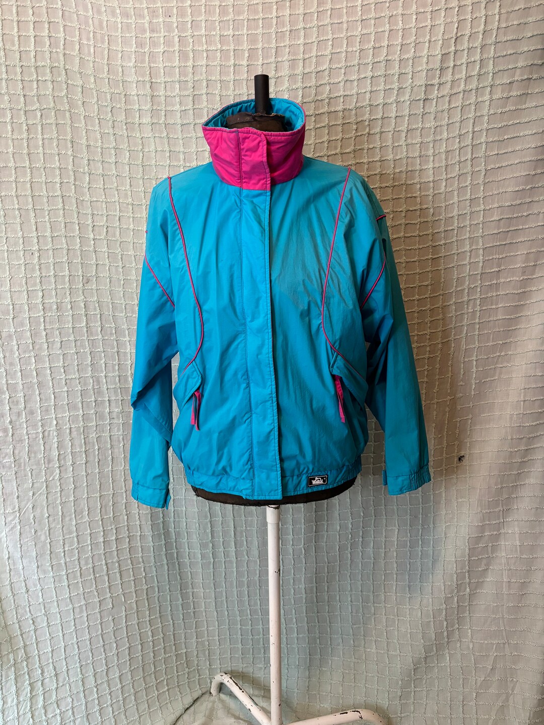 Vintage 90s Turquoise Blue & Hot Pink Windbreaker Jacket by - Etsy