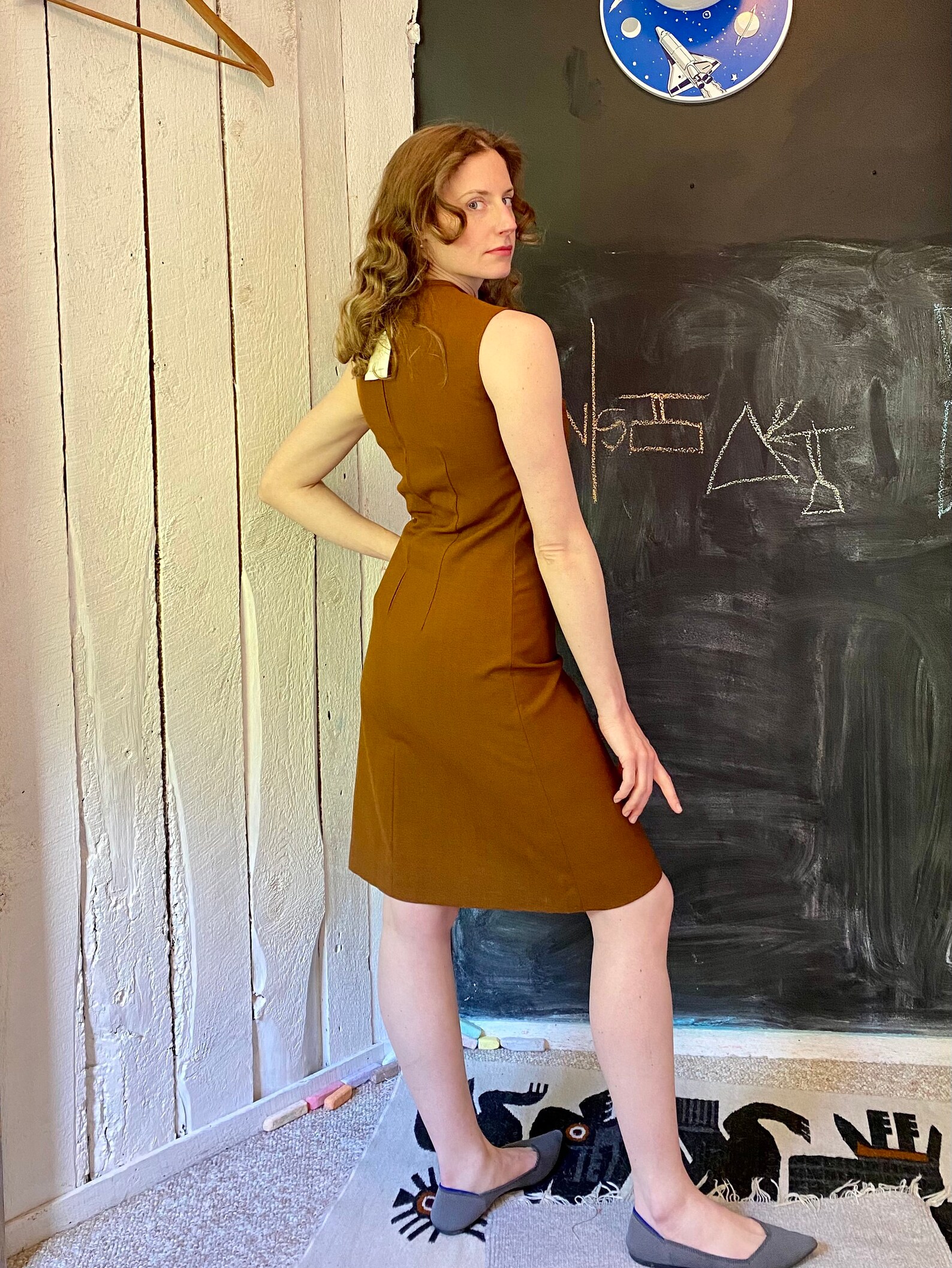 Vintage 60s Deadstock Rust Brown Linen Sheath Dress by Country - Etsy