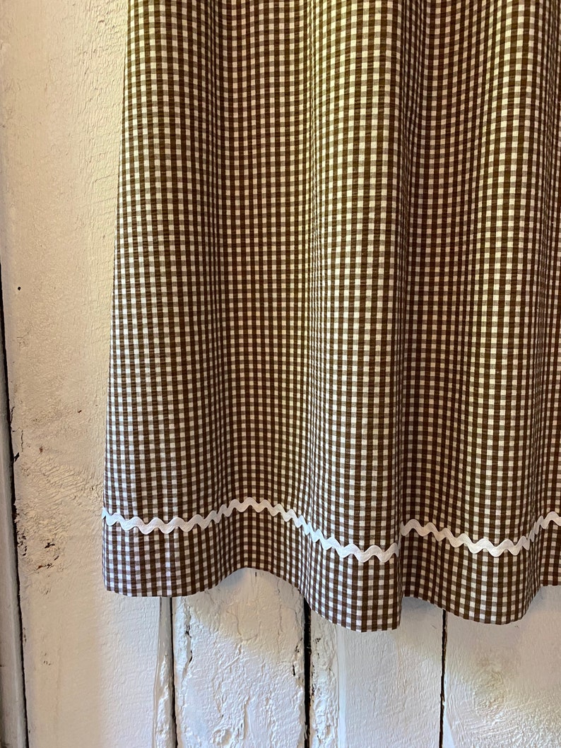 Vintage 70s Brown White Gingham Plaid Ric Rac Trim Seersucker - Etsy