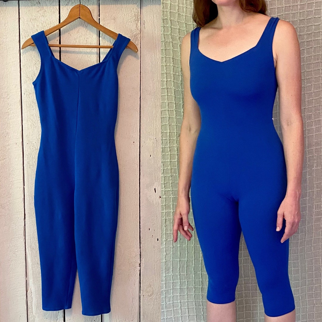 Vintage 90s Cobalt Blue Pique Cotton Unitard Bodysuit by - Etsy