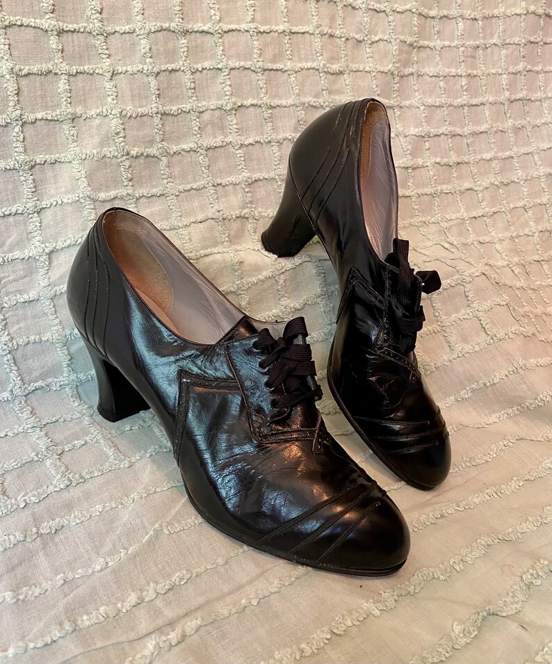 Vintage Deadstock 20s Black Leather Art Deco Gatsby Flapper - Etsy