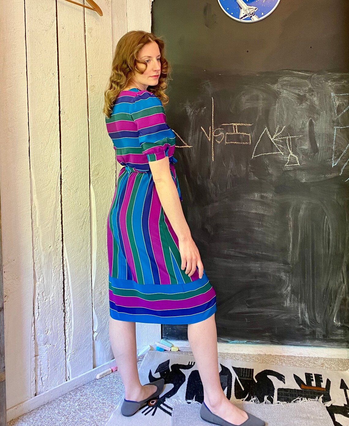 Vintage 80s Purple Blue Jewel Tone Blouse Skirt Dress Set by | Etsy
