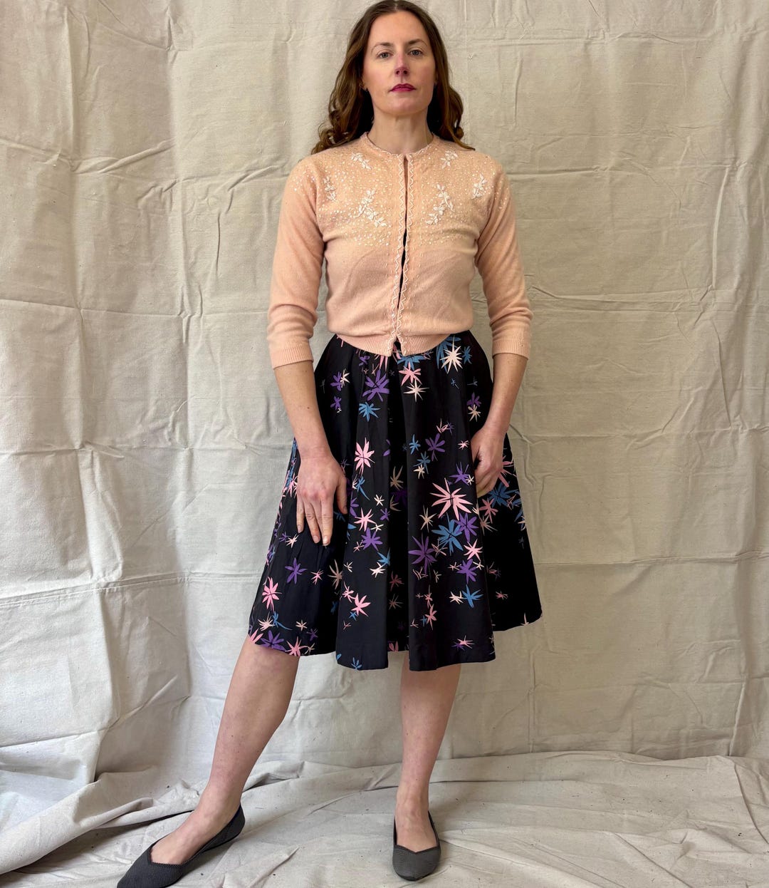 Vintage 50s Powder Pink Beaded Sequin Lambswool Angora Cardigan Sweater ...