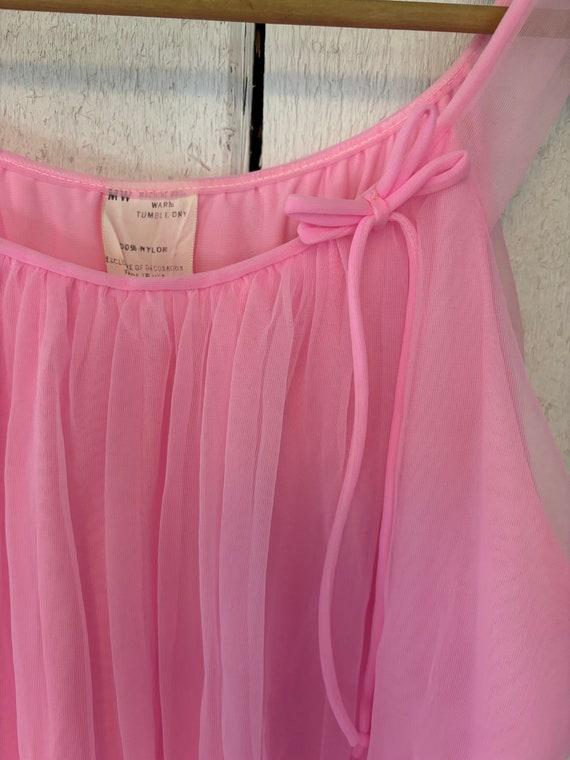 Vintage 60s Powder Pink Mod Barbie Core Nylon Chiffon… - Gem