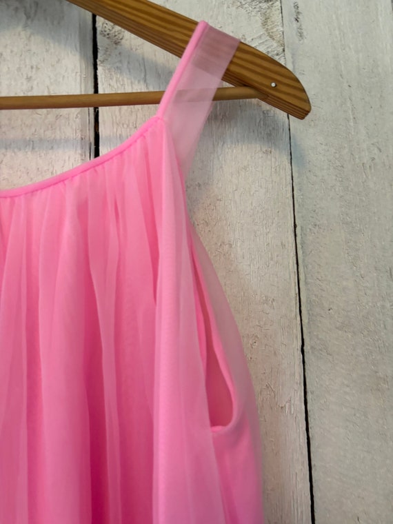 Vintage 60s Powder Pink Mod Barbie Core Nylon Chiffon… - Gem