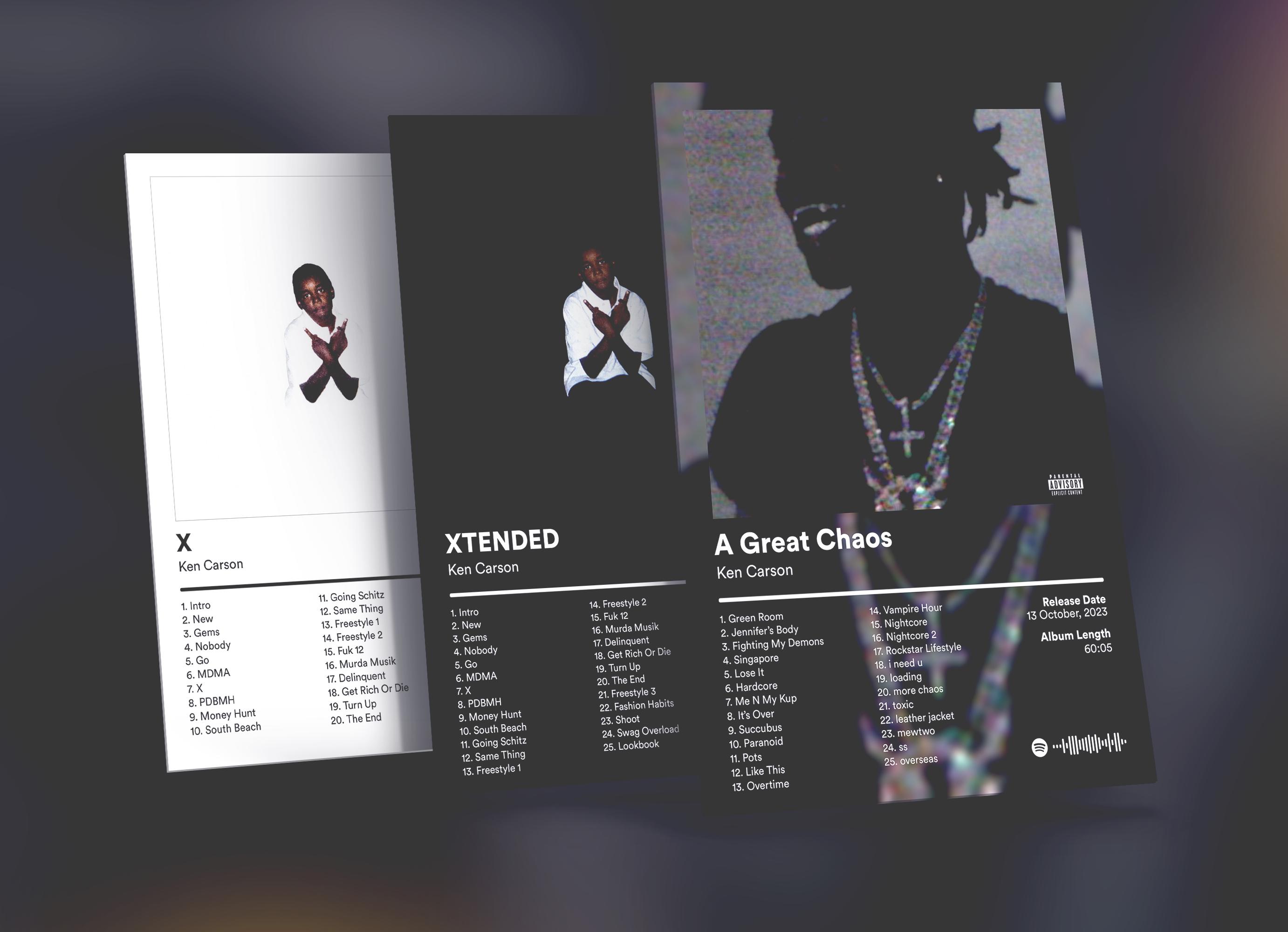 Ken Carson 3 Pack of Album Cover Posters: Showcase Your Favorite Albums ...