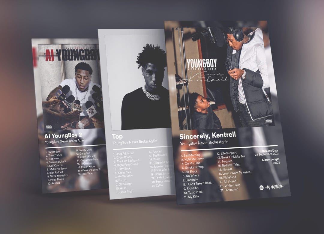 Youngboy Never Broke Again 3 Pack of Album Cover Posters: Showcase Your ...