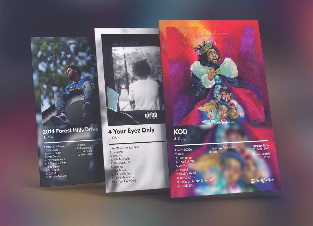 J. Cole 3 Pack of Album Cover Posters: Showcase Your Favorite Albums in ...
