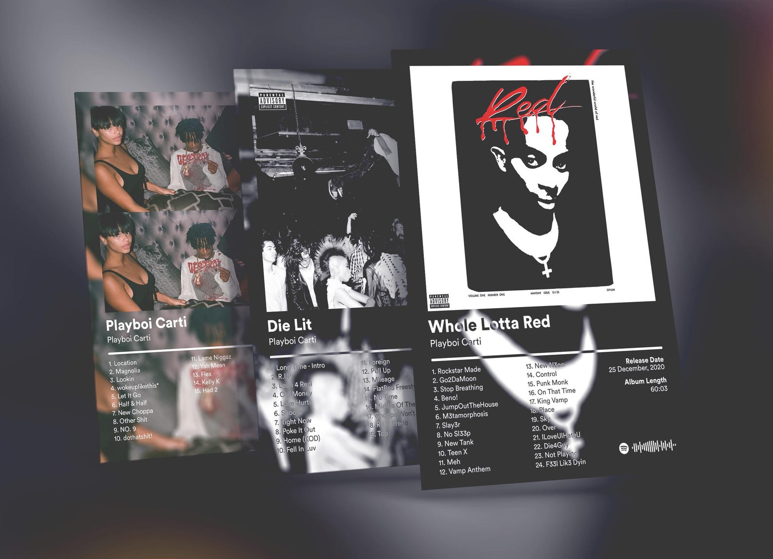Playboi Carti 3 Pack of Album Cover Posters: Showcase Your Favorite ...