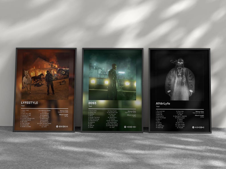 Yeat Album Cover Posters 3 Rap Posters Hip Hop Art Prints Music Wall ...