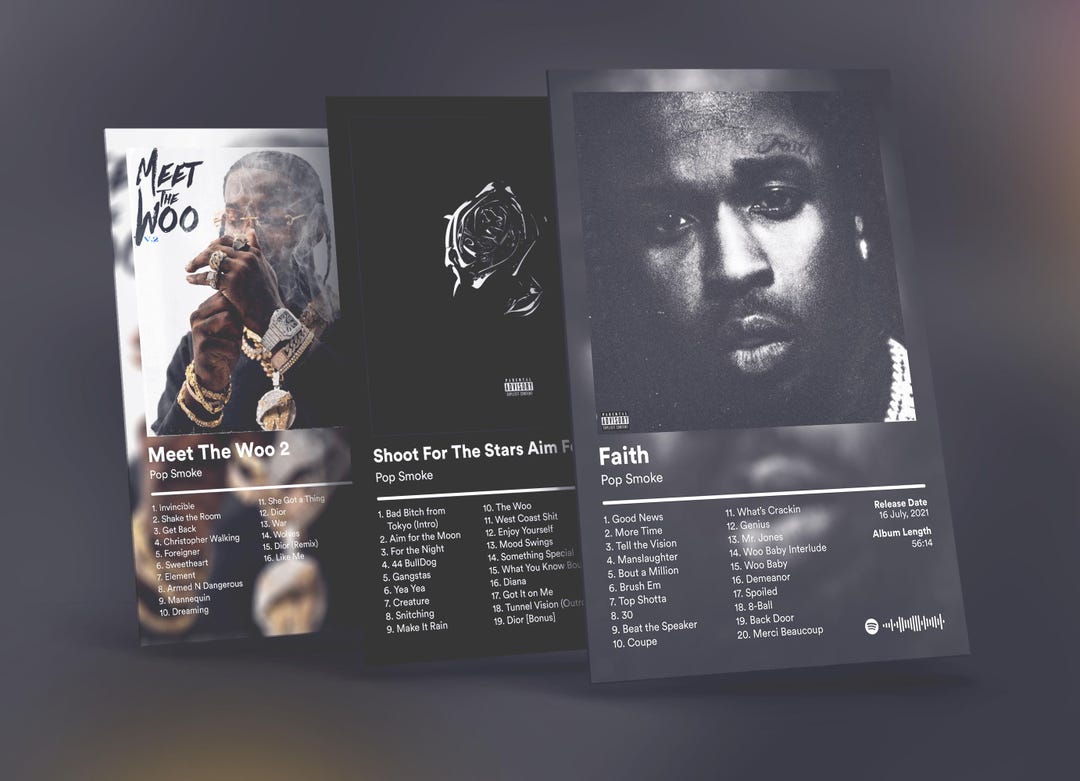 Pop Smoke 3 Pack of Album Cover Posters: Showcase Your Favorite Albums ...