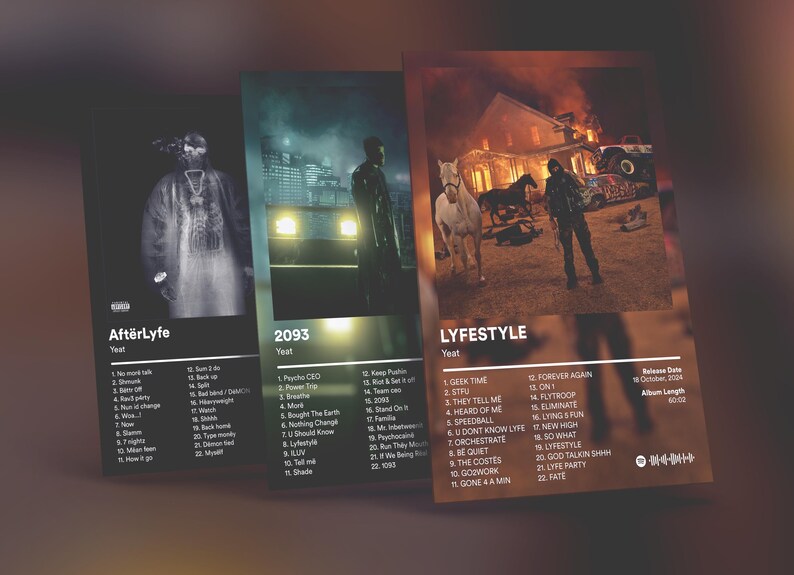 Yeat 3 Pack of Album Cover Posters: Showcase Your Favorite Albums in ...