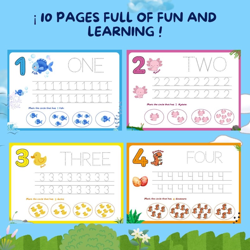 Animal Numbers 1-10 | Fun Counting & Tracing Workbook for Kids ...